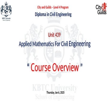 439_Applied_Mathematics_for_Civil_Engineering_LECTURE_0 Course Overview ...