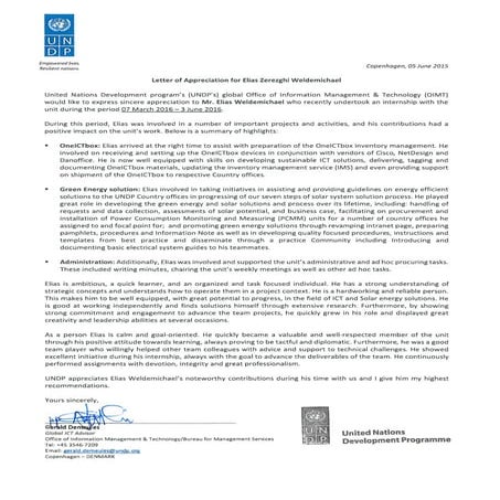 Appreciation_letter from the UNDP | PDF