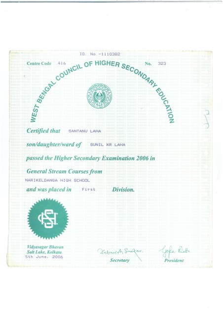 Higher Secondary Certificate | PDF