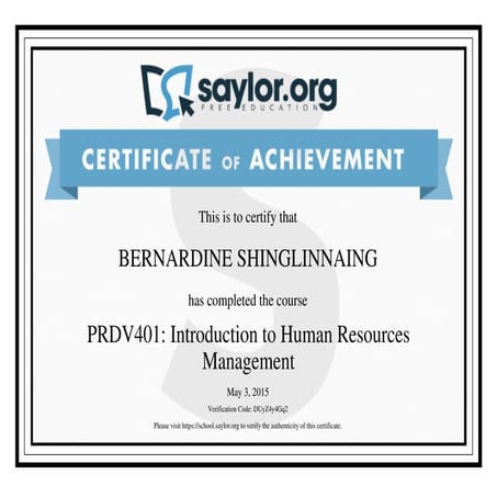 Intro HRM Certificate | PDF