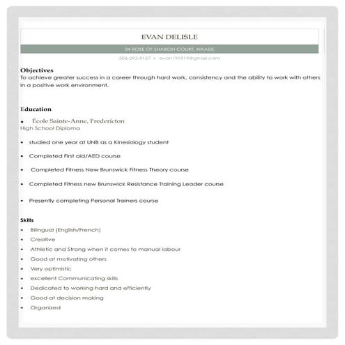 EVAN DELISLE RESUME 09:15 | PDF