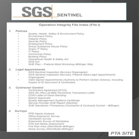 Safety File Index | PPTX