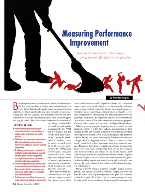 Performance Measurement | PPTX | Business Operations | Business