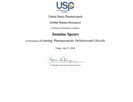 Certificate of USP validation completion course | PDF