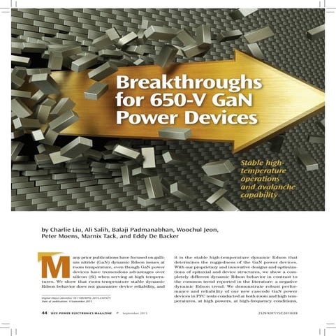 ON_GaN_Featured Article_in_IEEE_Power_Electronics_Magazine_Sept.2015