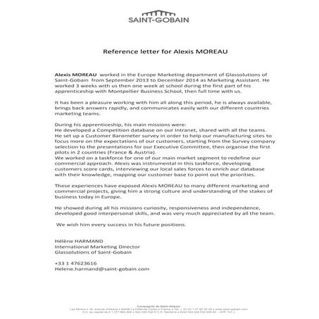 Reference letter for Alexis Moreau | PDF