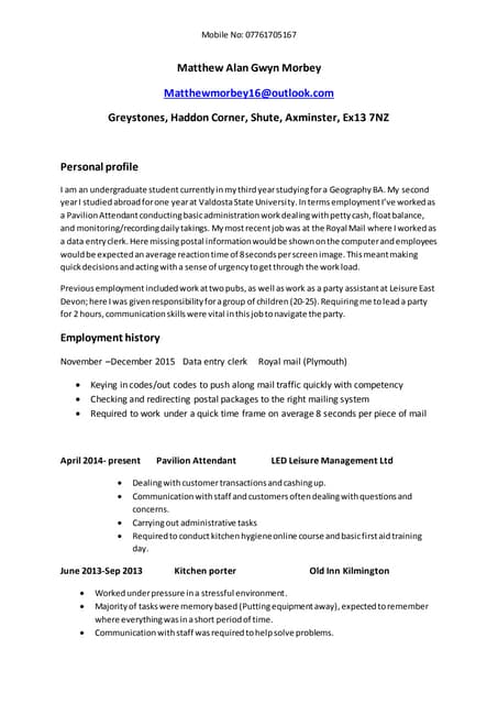 Sue's CV 15 | PDF