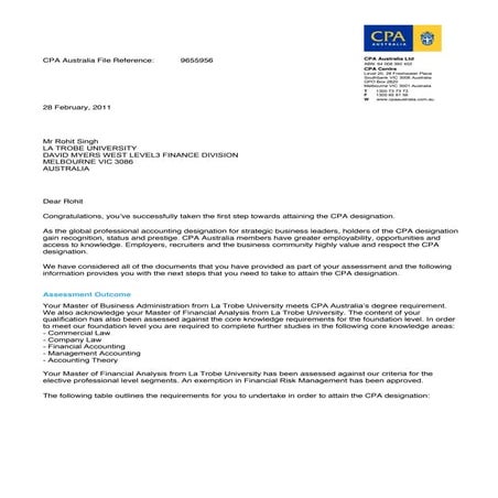 CPA assessment outcome | PDF