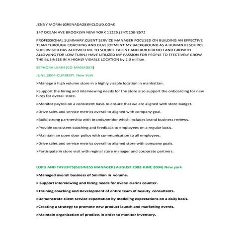 Jenny Carnival Resume | PDF