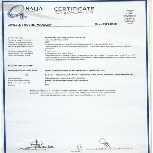 Saqa Degree Certificate | PDF