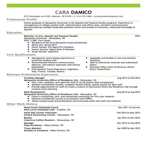 Cara DAmico Resume (5) | PDF