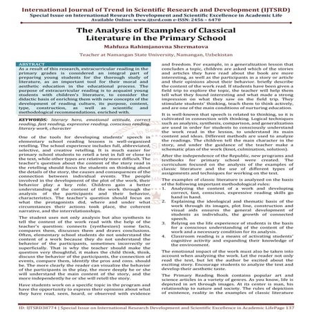 The Analysis of Examples of Classical Literature in the Primary School ...