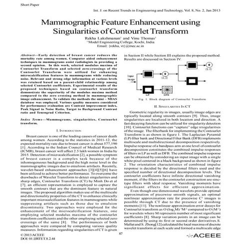 Mammographic Feature Enhancement using Singularities of Contourlet ...