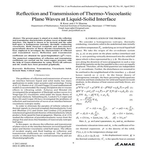 Reflection And Transmission Of Thermo Viscoelastic Plane Waves At