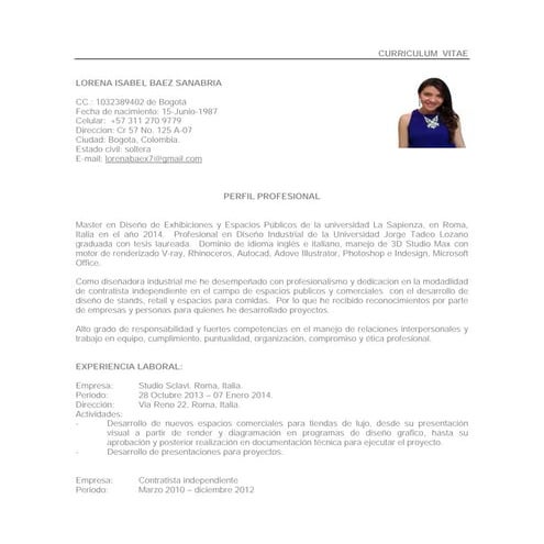 CV LORENA BAEZ_2015 | PDF