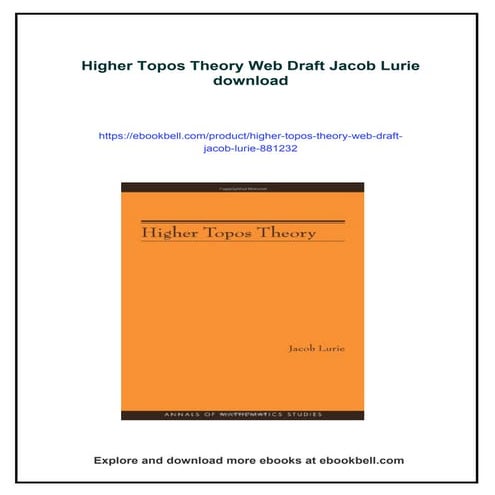 Higher Topos Theory Web Draft Jacob Lurie | PDF