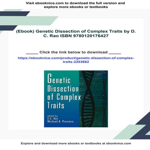 (Ebook) Genetic Dissection of Complex Traits by D. C. Rao ISBN 9780120176427 | PDF