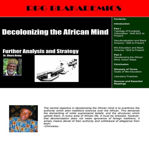 Decolonizing the African Mind: Further Analysis and Strategy by Dr ...
