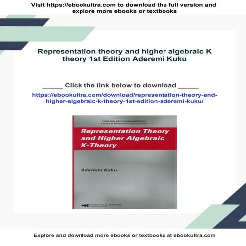 Representation theory and higher algebraic K theory 1st Edition Aderemi ...