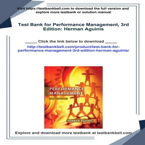 Test Bank for Performance Management, 3rd Edition: Herman Aguinis all ...
