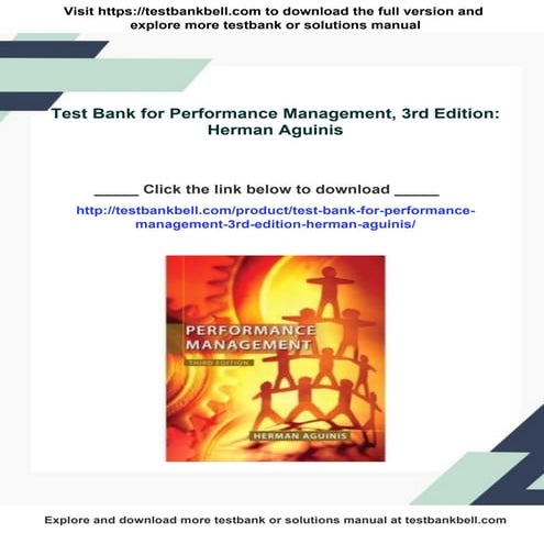 Test Bank for Performance Management, 3rd Edition: Herman Aguinis | PDF