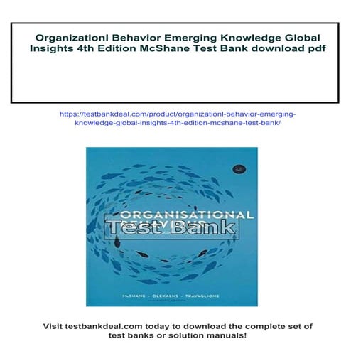 Organizationl Behavior Emerging Knowledge Global Insights 4th Edition ...