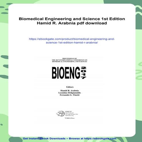 Biomedical Engineering and Science 1st Edition Hamid R. Arabnia | PDF