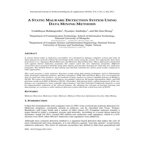 Classification Of Malware Based On Data Mining Approach