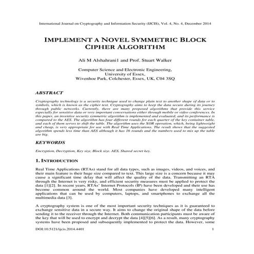 Implement A Novel Symmetric Block Cipher Algorithm Pdf 3513