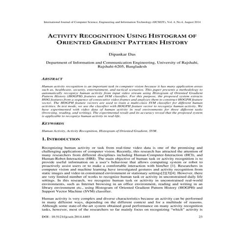 Activity Recognition Using Histogram Of Oriented Gradient Pattern 8454