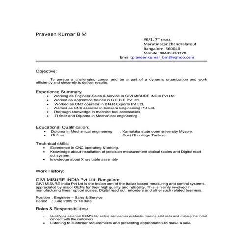 Praveen resume | DOC