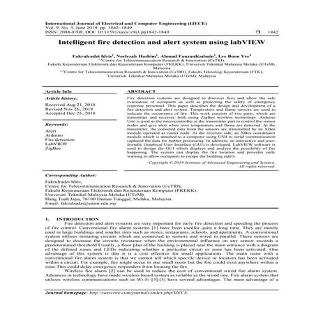 Intelligent fire detection and alert system using labVIEW | PDF