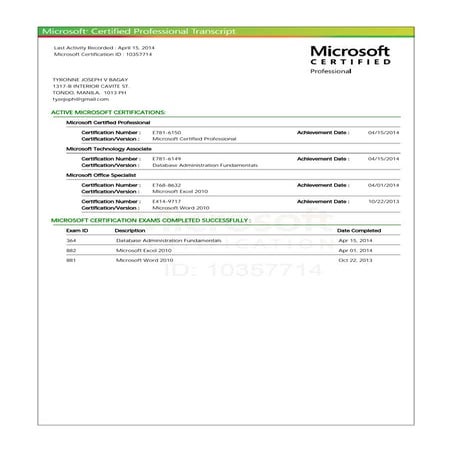 Microsoft Certified Professional Transcript.PDF