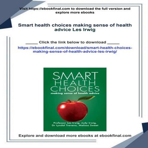 Smart health choices making sense of health advice Les Irwig | PDF