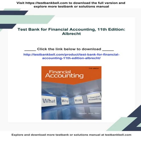 Test Bank for Financial Accounting, 11th Edition: Albrecht | PDF