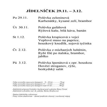 Jídelníček | PDF