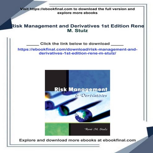 Risk Management and Derivatives 1st Edition Rene M. Stulz | PDF