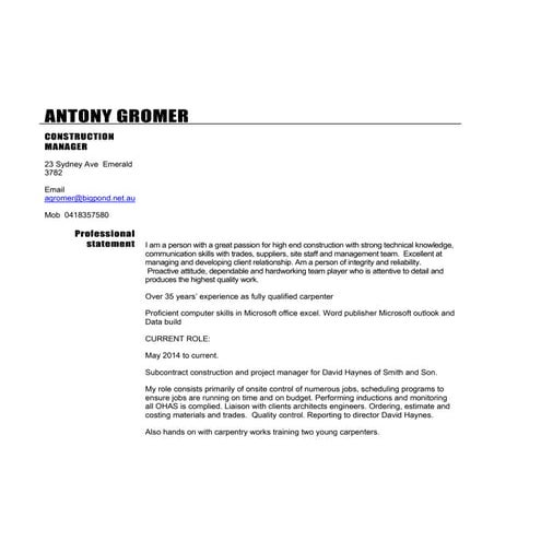 Peter Miller CV 2015 | DOCX