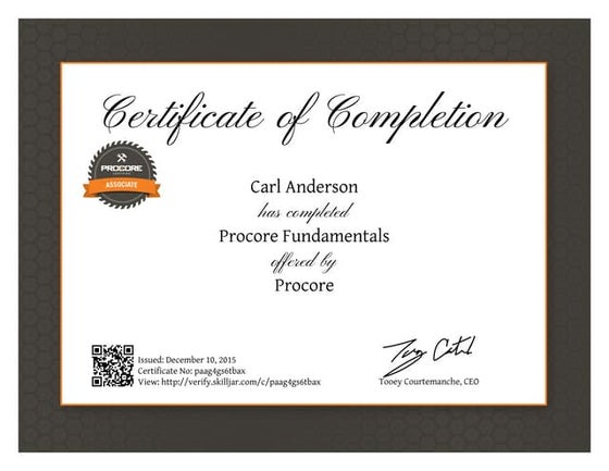 Procore Certificate | PPT