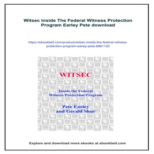 Witsec Inside The Federal Witness Protection Program Earley Pete | PDF