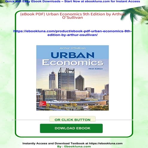(eBook PDF) Urban Economics 9th Edition by Arthur O'Sullivan | PDF