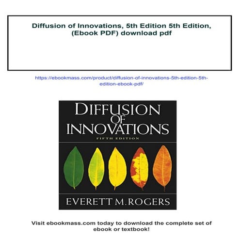 Diffusion of Innovations, 5th Edition 5th Edition, (Ebook PDF) | PDF