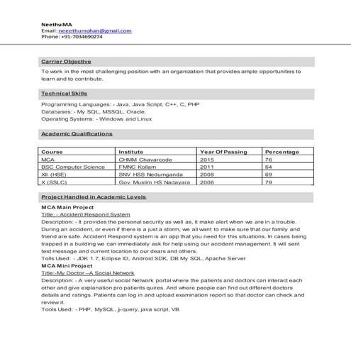 Neethu CV | DOCX