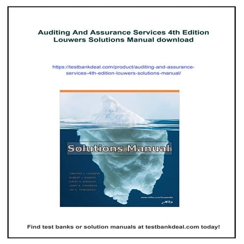 Auditing And Assurance Services 4th Edition Louwers Solutions Manual | PDF