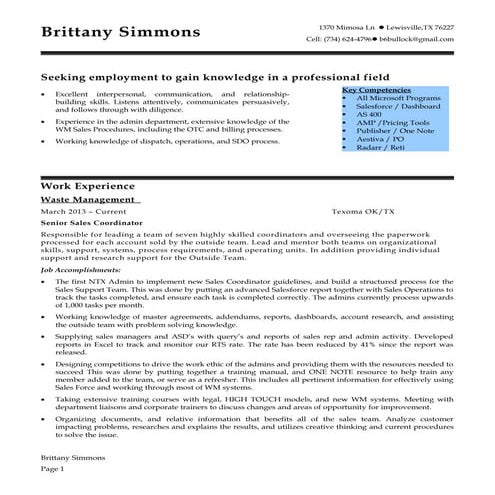 Brittany_Simmons Resume Waste Management | PDF