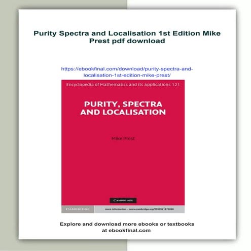 Purity Spectra and Localisation 1st Edition Mike Prest | PDF