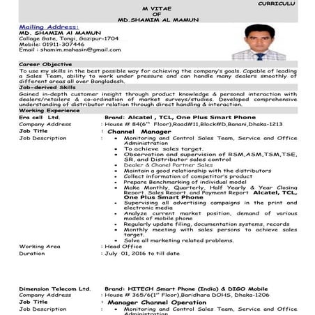 CV Of Shamim | DOC