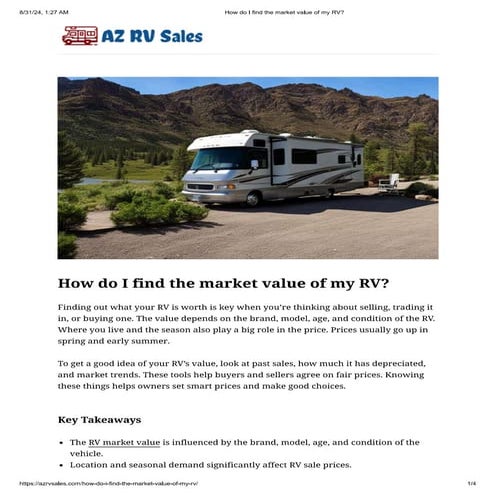 How do I find the market value of my RV? | PDF