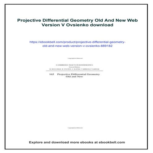 Projective Differential Geometry Old And New Web Version V Ovsienko Pdf