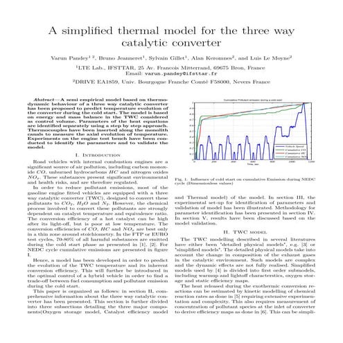 A simplified thermal model for the three way catalytic converter (1) | PDF